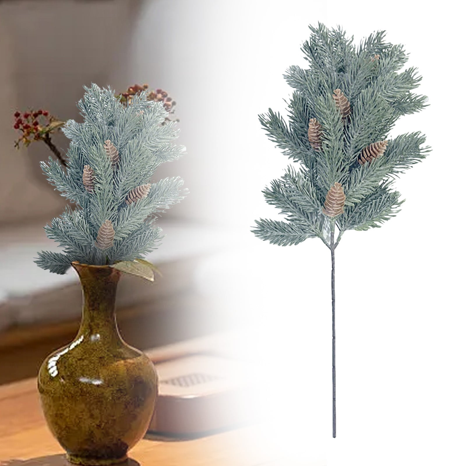 Verdsylv Artificial Cedar Sprigs, 1 Stem Artificial Pinecone Spray ...