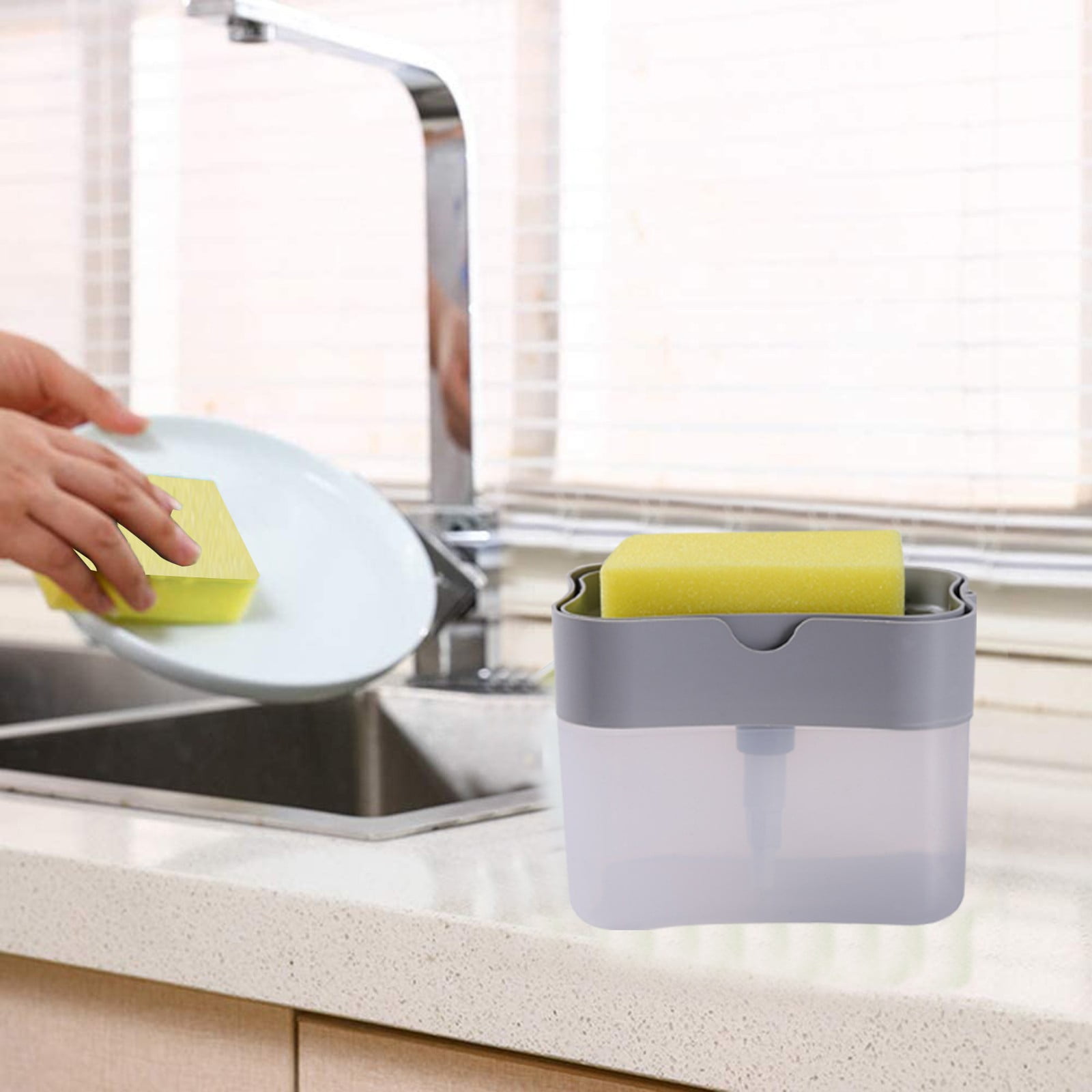 Verdsylv Kitchen Soap Dispenser & Sponge Holder Combo - Press Liquid ...
