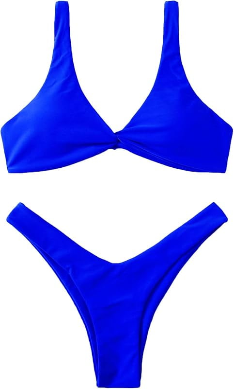 Verdusa Women's Twist Front High Cut Thong Two Piece Bikini Set ...