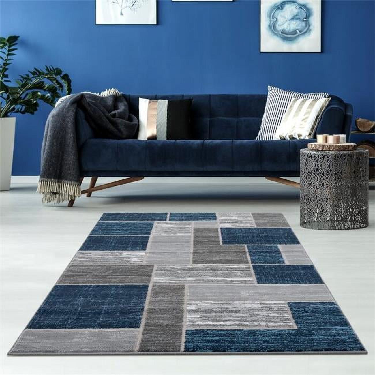 Verena Geometric 5 x 7 ft. Rectangle Area Rug, Blue & Gray - Walmart.com