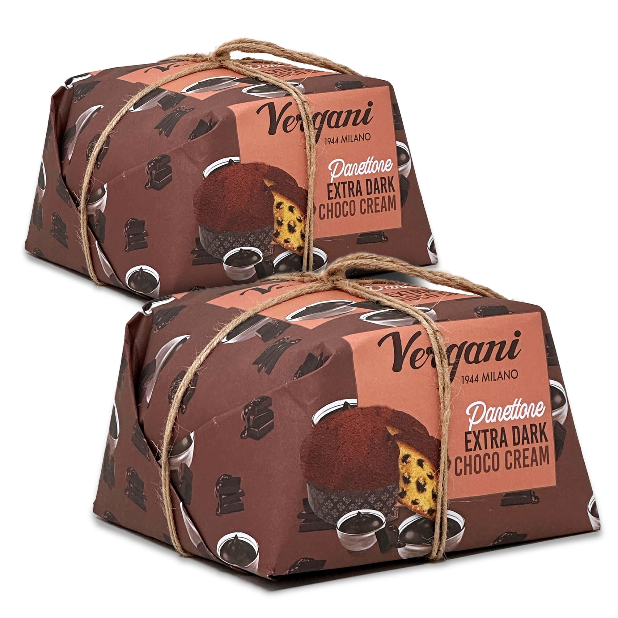 Vergani Extra Dark Chocolate Panettone, Pack of 2 -Traditional Italian ...
