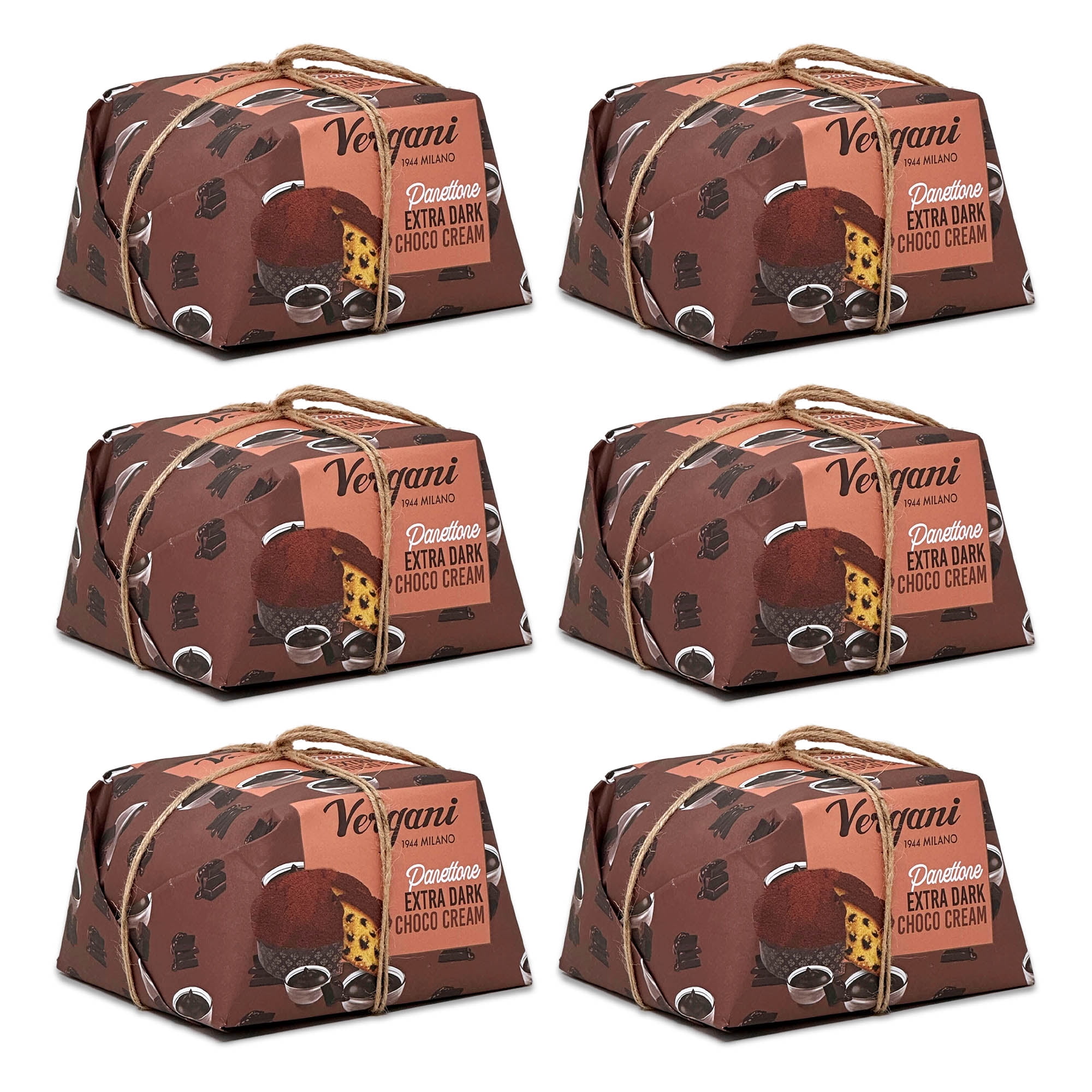 Vergani Extra Dark Chocolate Panettone, Pack of 6 -Traditional Italian ...