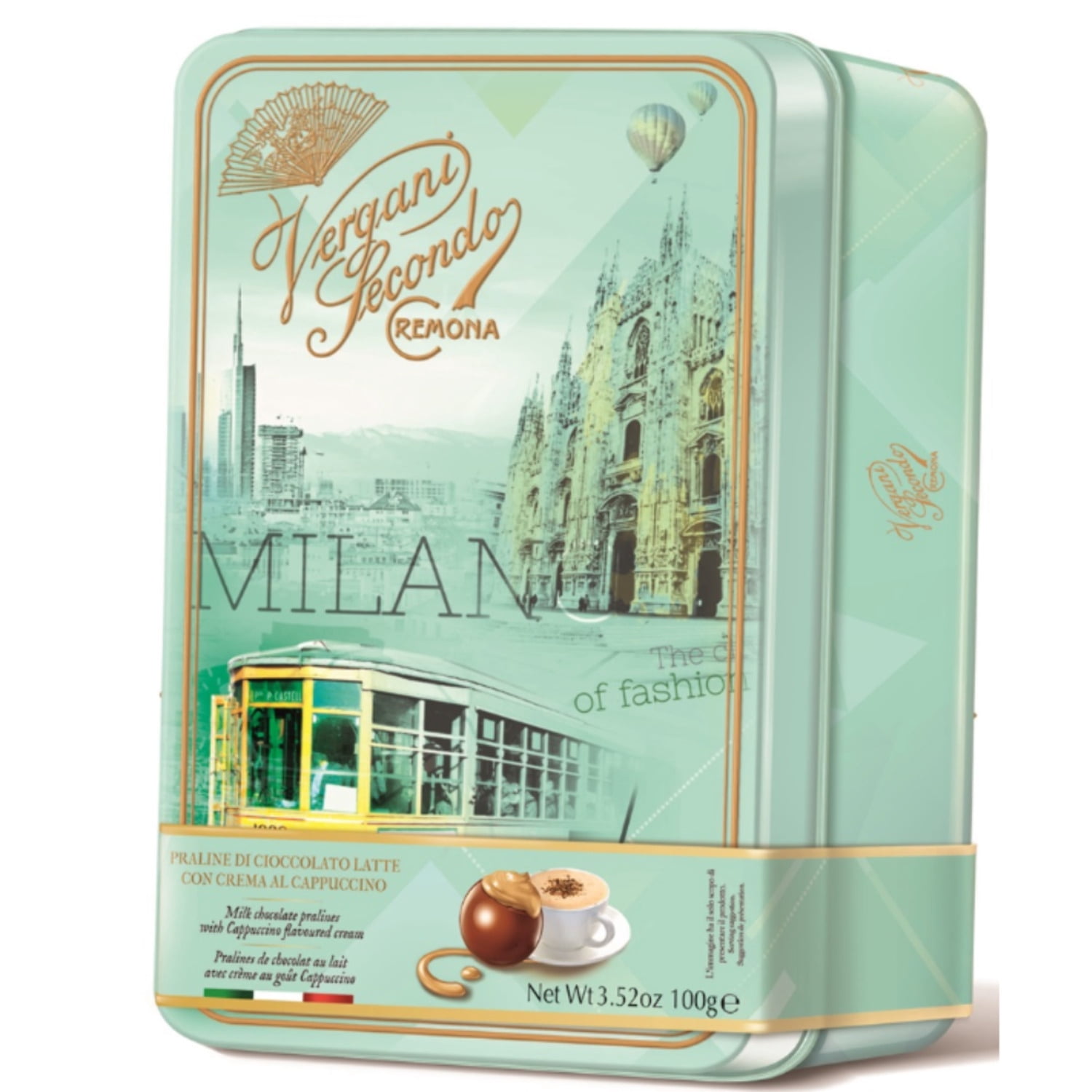 Vergani Milan Milk Chocolate Pralines w/ Cappuccino Cream in Tin Box ...