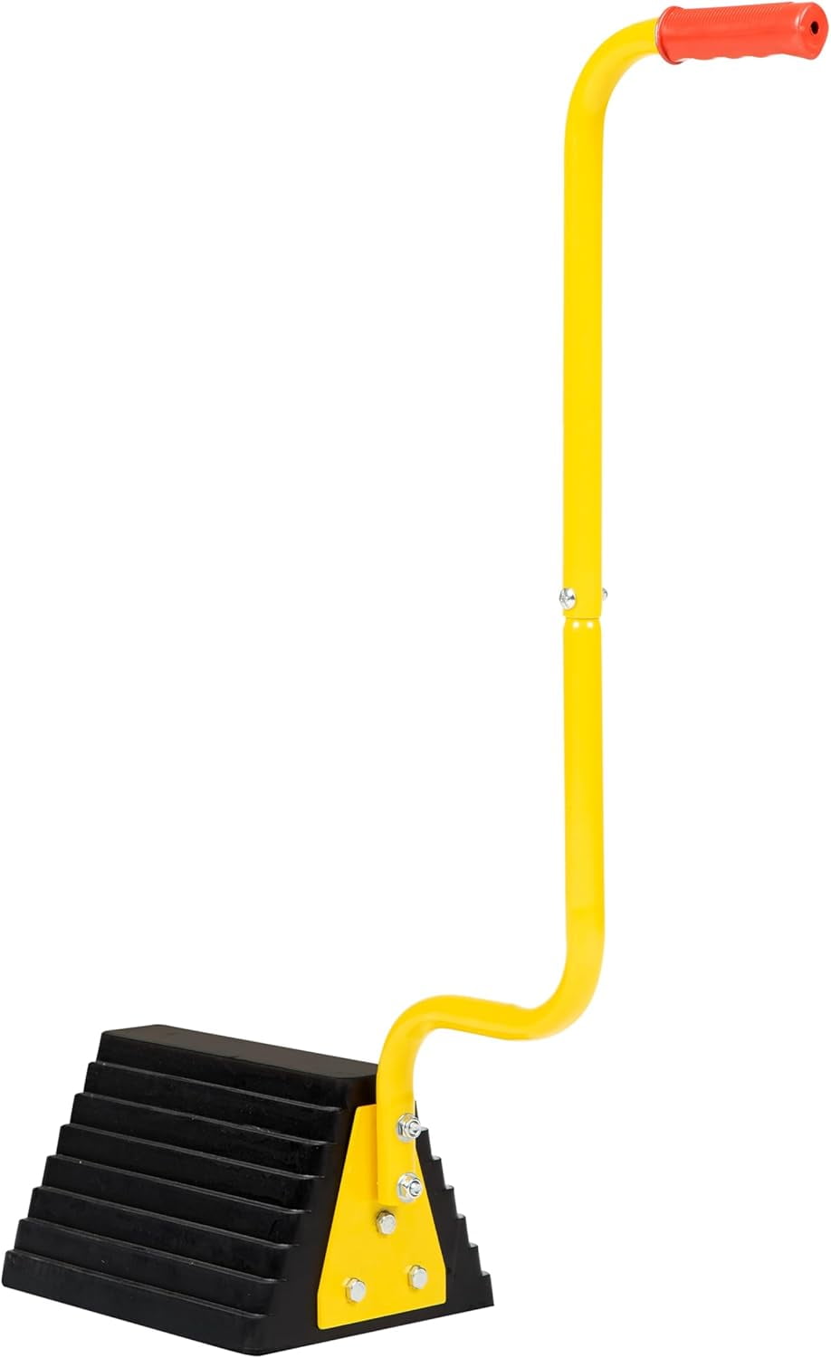 Vergo Extra Large Wheel Chock with Handle - Heavy Duty Molded Rubber XL Wheel Chock for Trucks ...