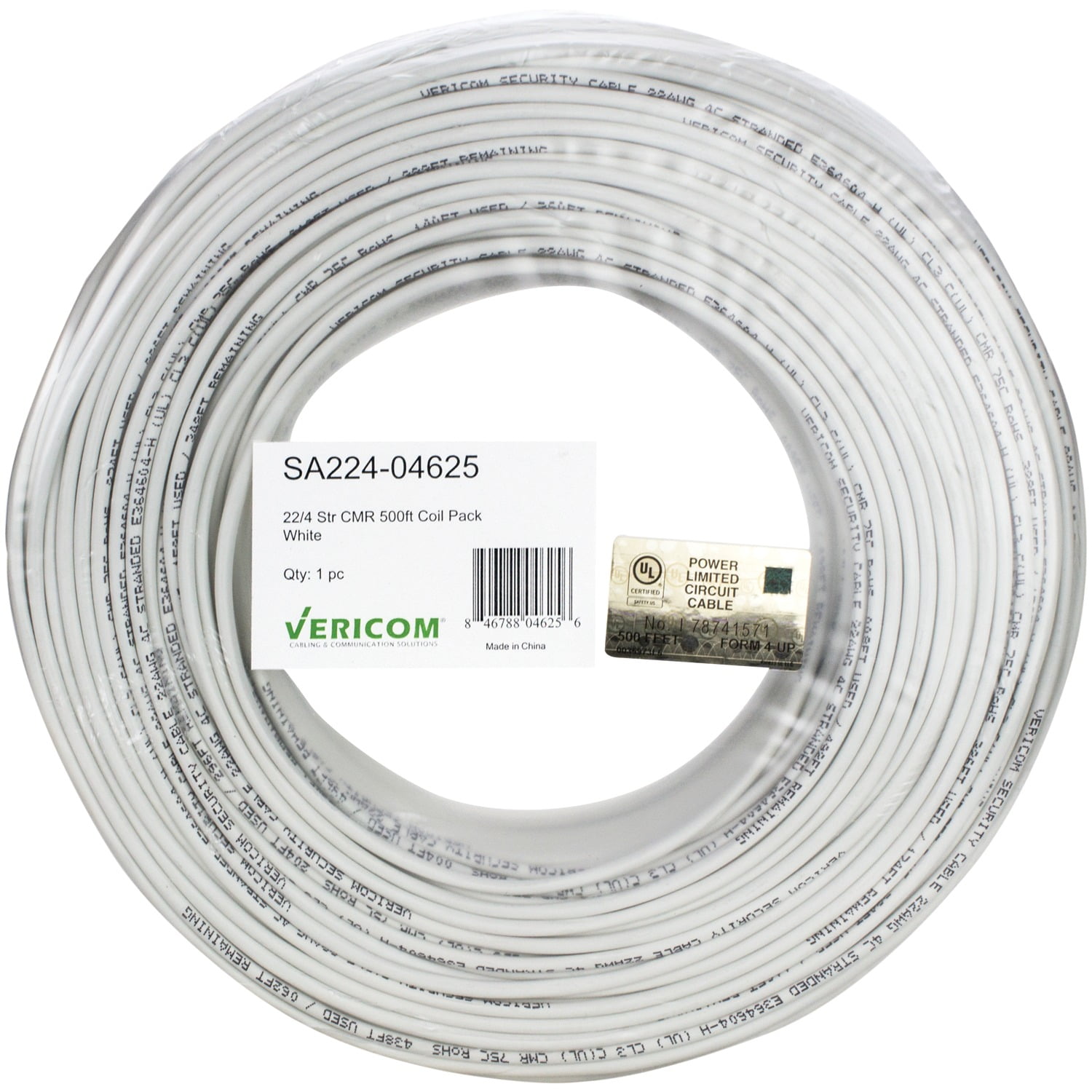 Vericom SA224-04625 22-Gauge 4-Conductor Stranded CMR Security Cable ...