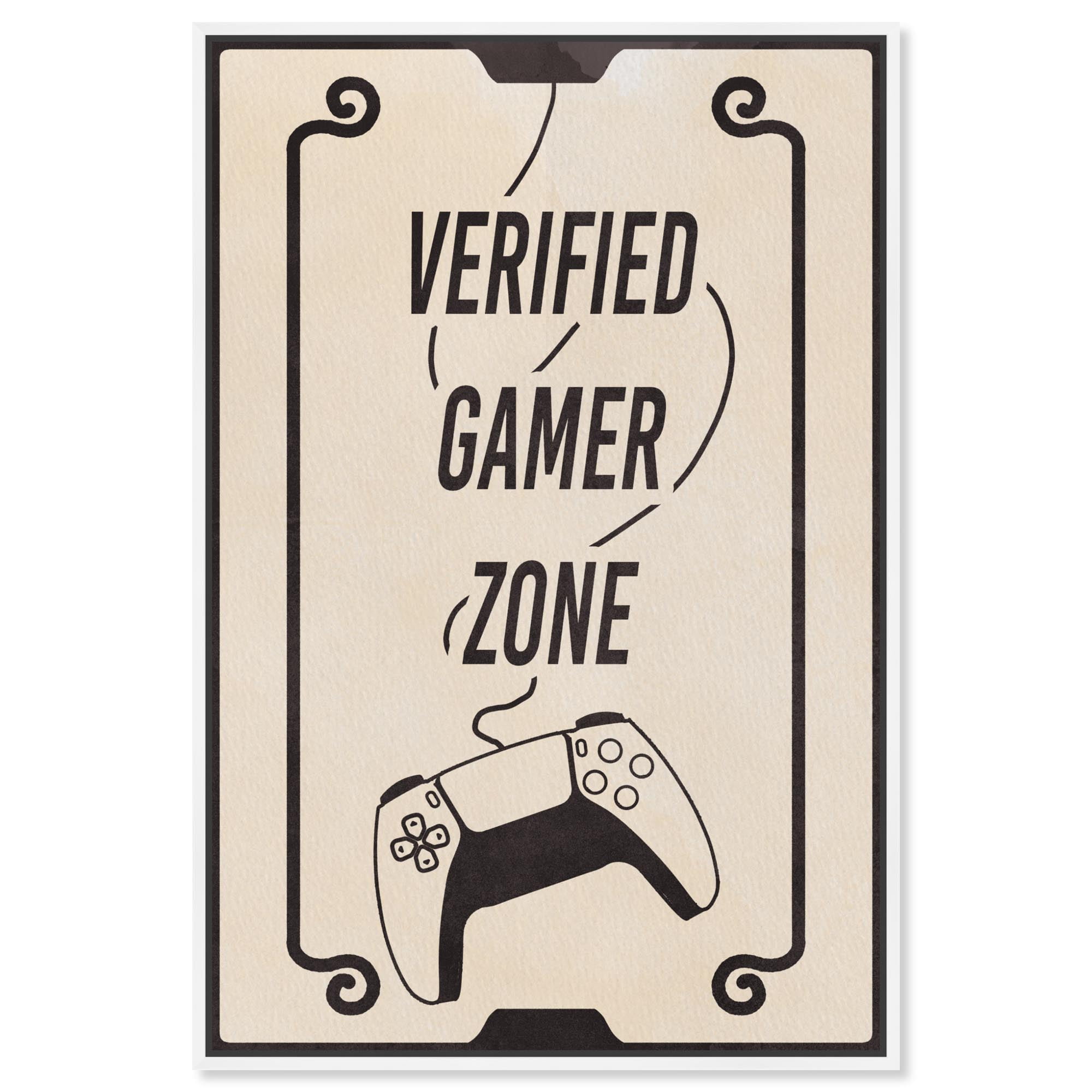 Verified Gamer Zone Canvas Gamer Art Prints by Art Remedy, White Frame ...