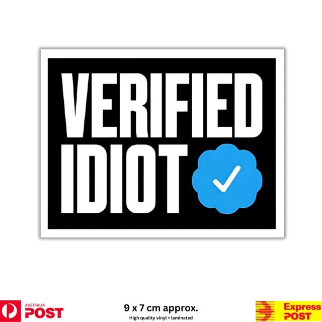 Verified Idiot Blue Check Wind Sticker Phone Decal Water Bottle ...