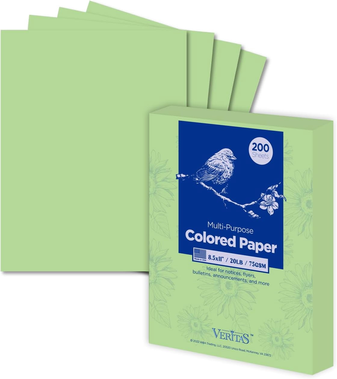 Veritas Colored Copy Paper Green Colored Printer Paper 8.5” x 11” 20 lb ...
