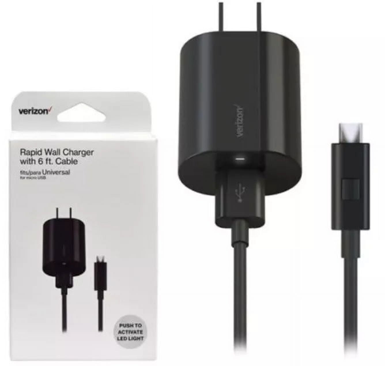 Verizon Quick Double Phone Cell Wall Charger with 6 ft. Cable and LED ...