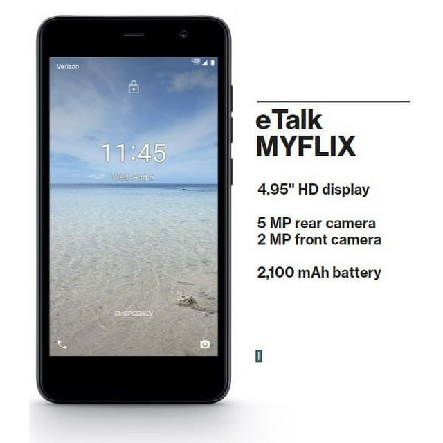 Verizon Kazuna eTalk MYFLIX Prepaid Smartphone, Android X, Wireless ...