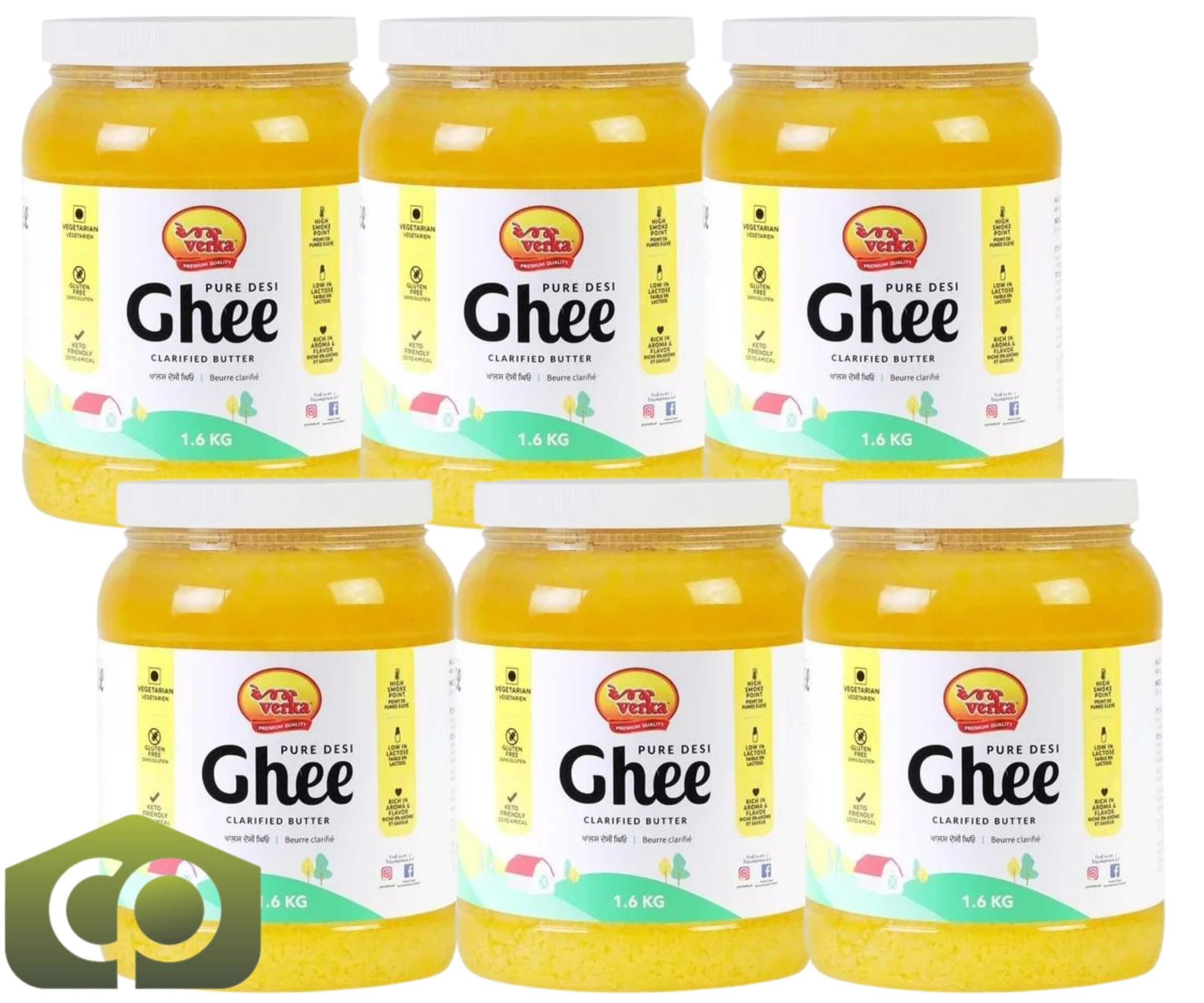 Verka Pure Desi Ghee Clarified Butter - Bulk 1.6 kg / 3.5 lbs for Rich ...
