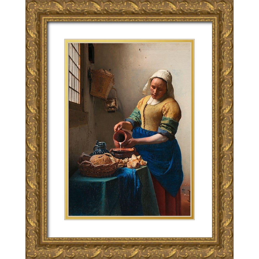 Vermeer, Jan 11x14 Gold Ornate Wood Framed with Double Matting Museum ...
