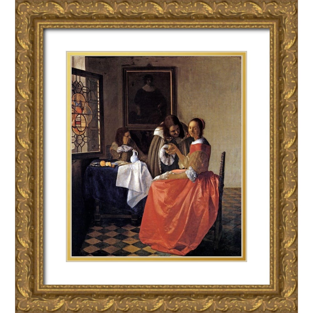 Vermeer, Johannes 12x13 Gold Ornate Wood Framed with Double Matting ...