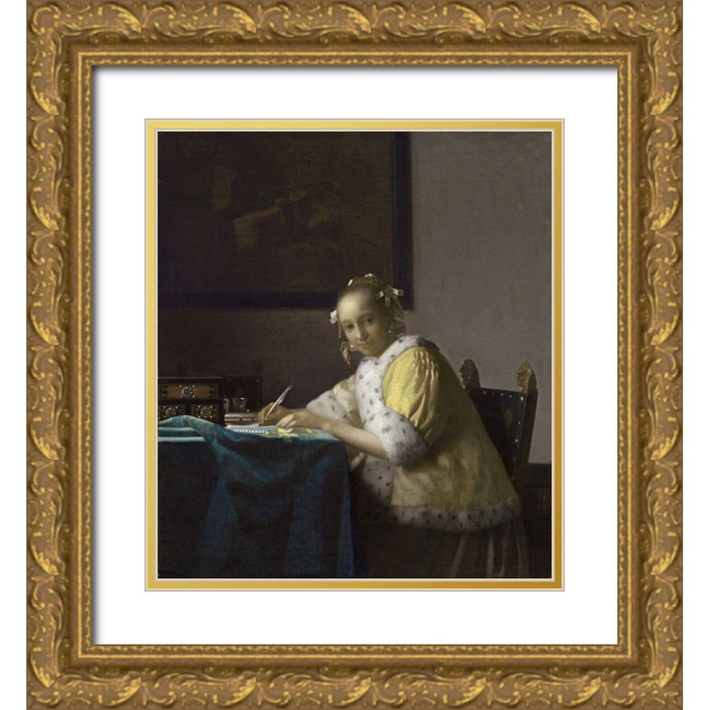 Vermeer, Johannes 12x13 Gold Ornate Wood Framed with Double Matting ...