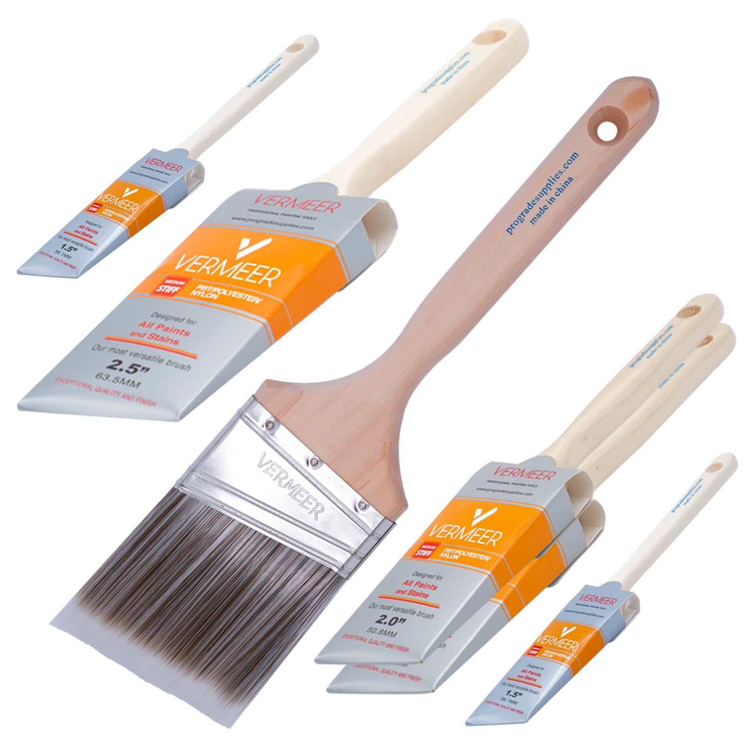 Vermeer Paint Brushes 6-Pack Angle Brushes 1.5–3 in - Walmart.com