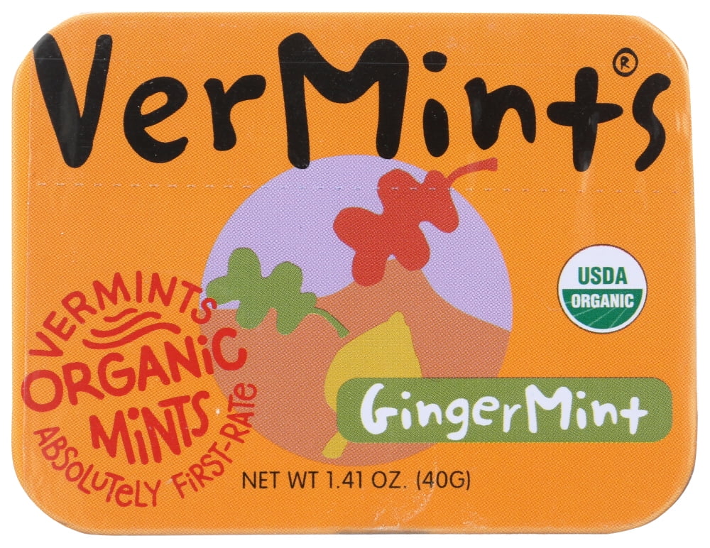 Vermints Breath Mints, Gingermint Tin, 1.41 Oz, Vegan, Organic ...