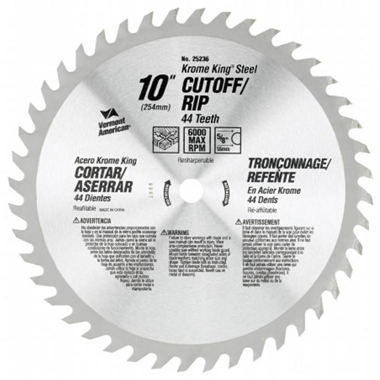 Vermont American 10in. 44T Krome King Cutoff-Ripping Circular Saw Blade ...