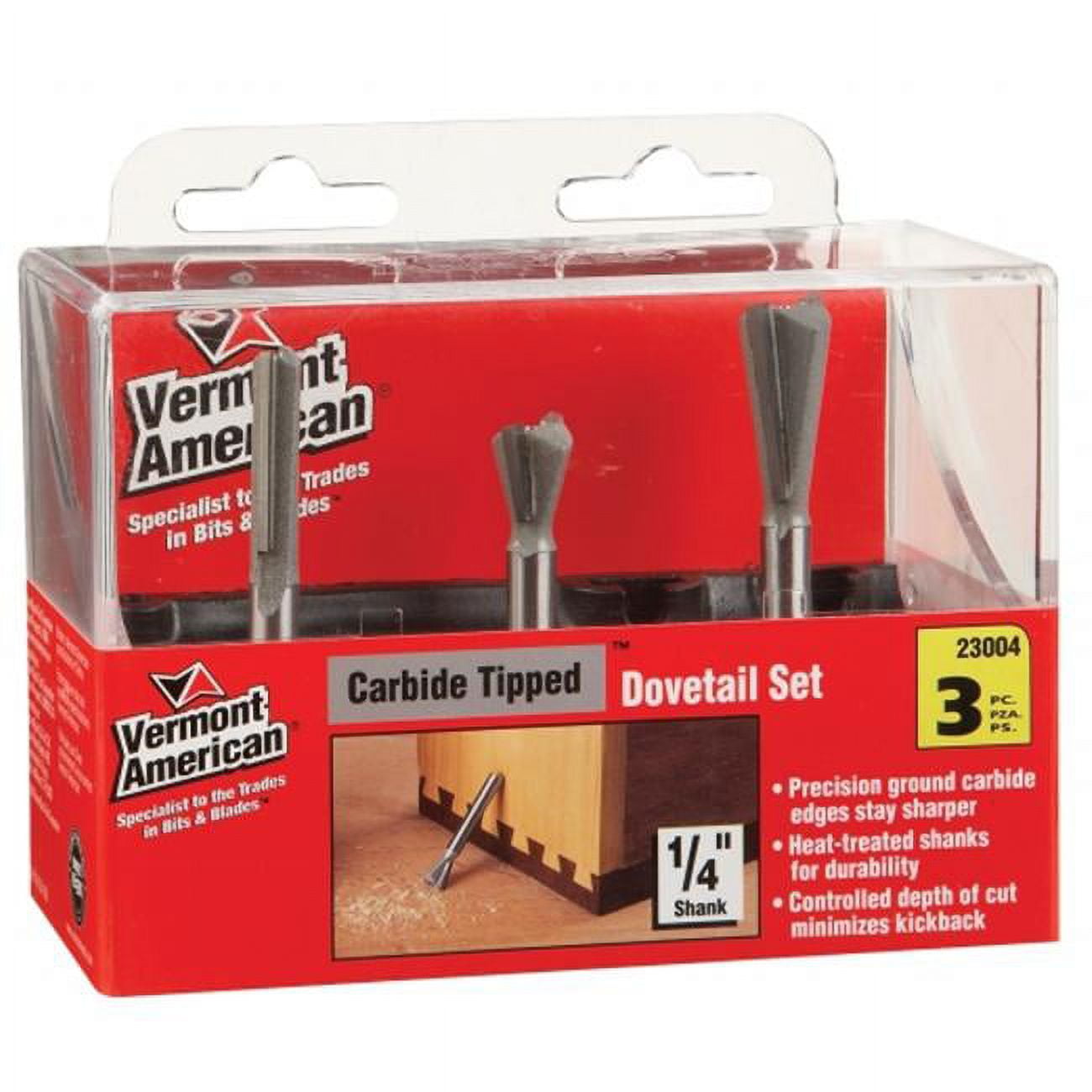Vermont American 3 Piece Dovetail Router Bit Set 23004 - Walmart.com