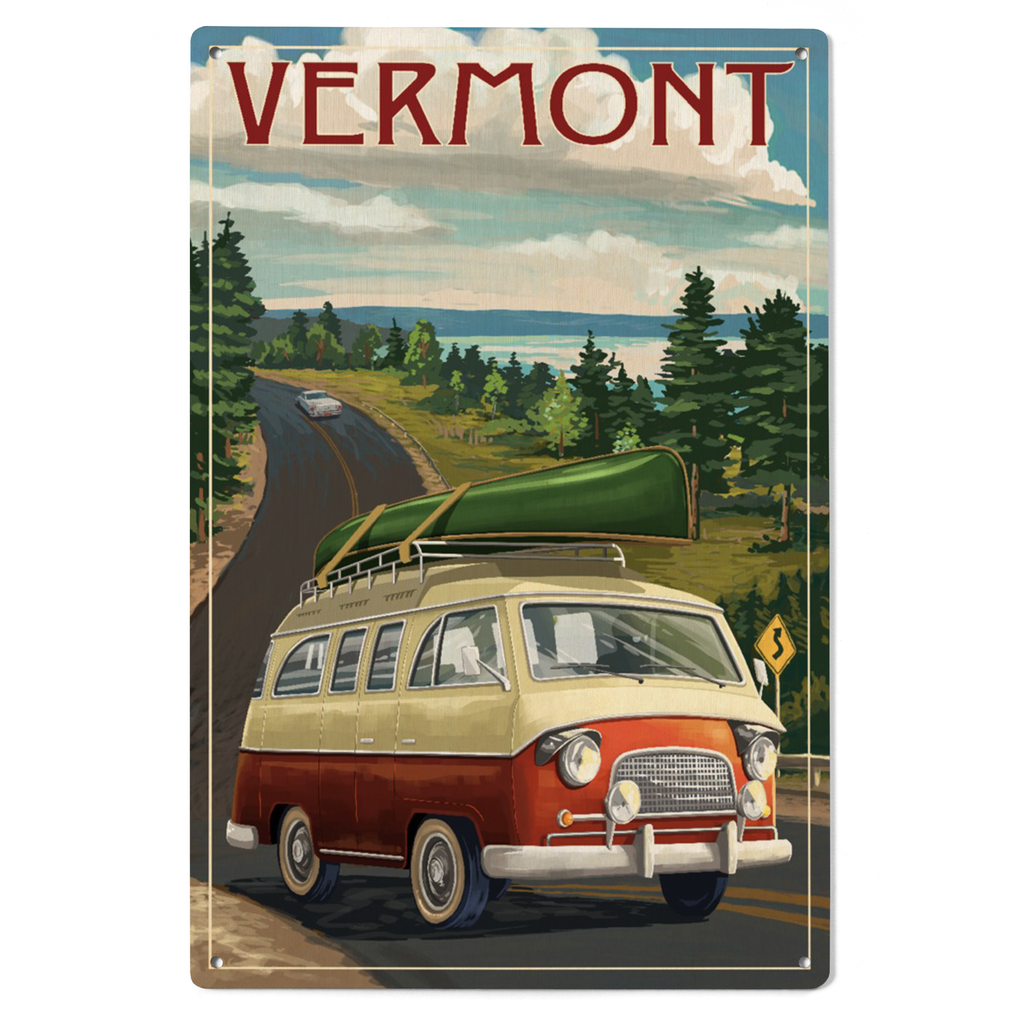 Vermont, Camper Van, Lake Birch Wood Wall Sign (6x9 Rustic Home Decor ...