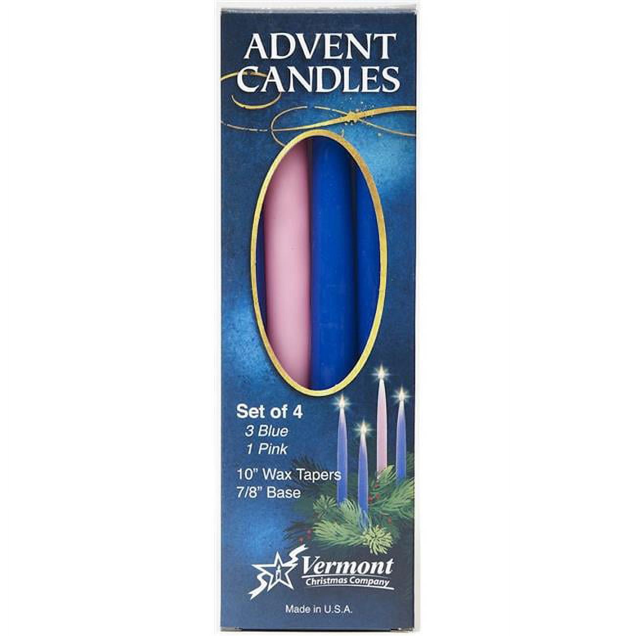 Vermont Christmas Company 10 in. Advent Candle Set - 3 Blue & 1 Pink ...