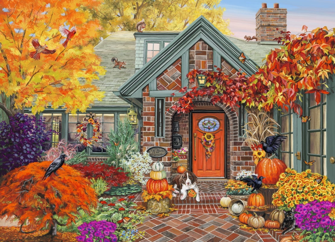 Vermont Christmas Company 500-Piece Autumn Greeting Cardboard Jigsaw ...
