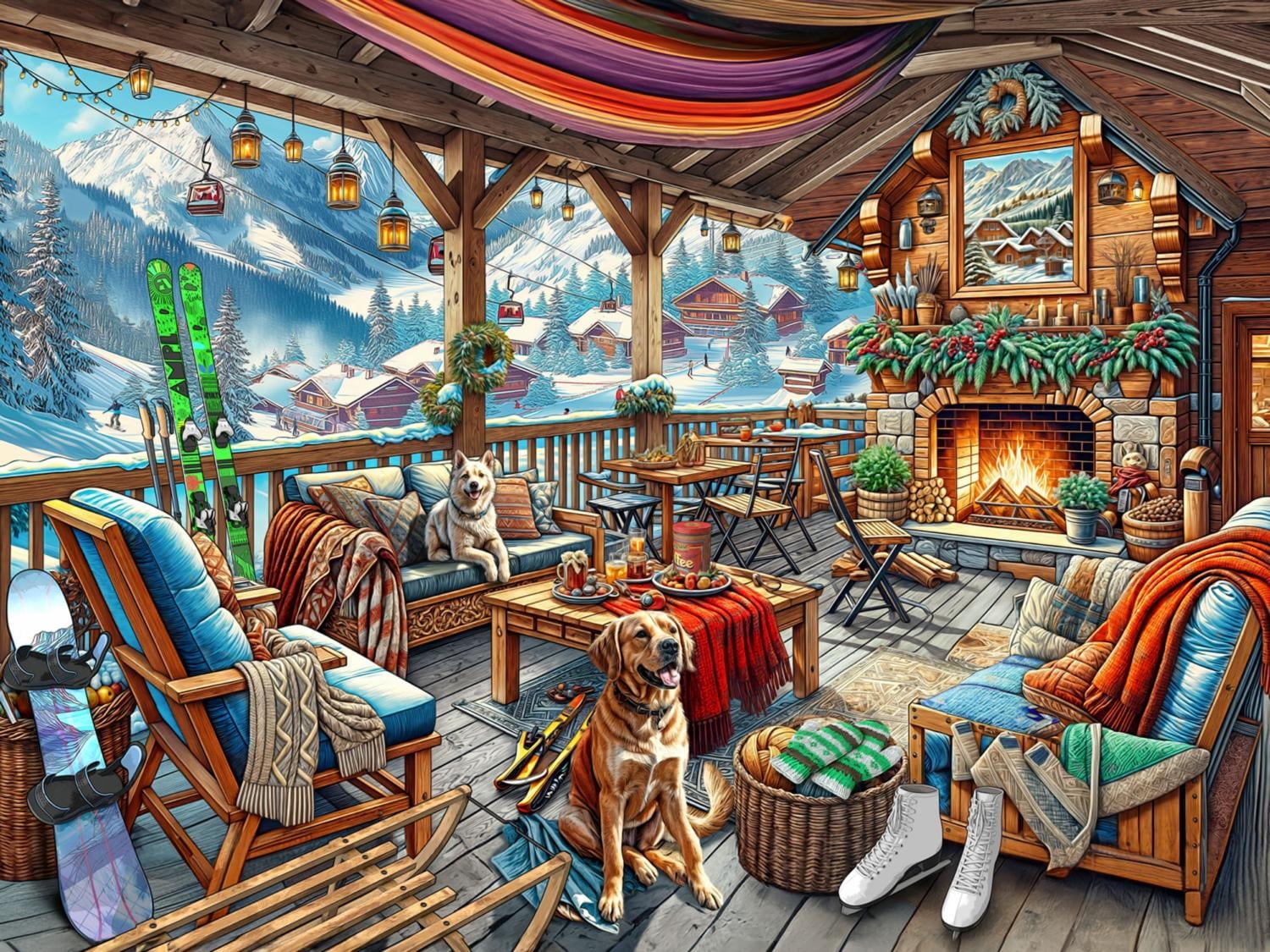 Ski Cabin Jigsaw Puzzle 550 Piece by Vermont Christmas Company - Large ...