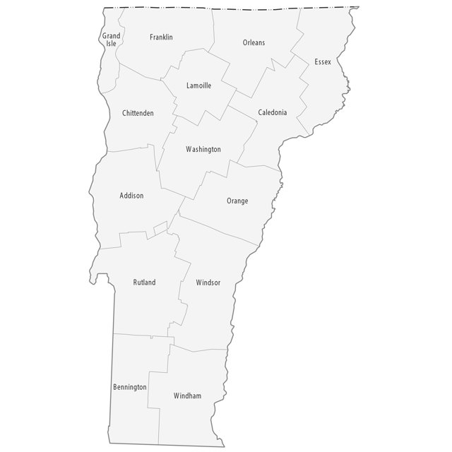 Vermont County Map GLOSSY POSTER PICTURE PHOTO PRINT BANNER ...