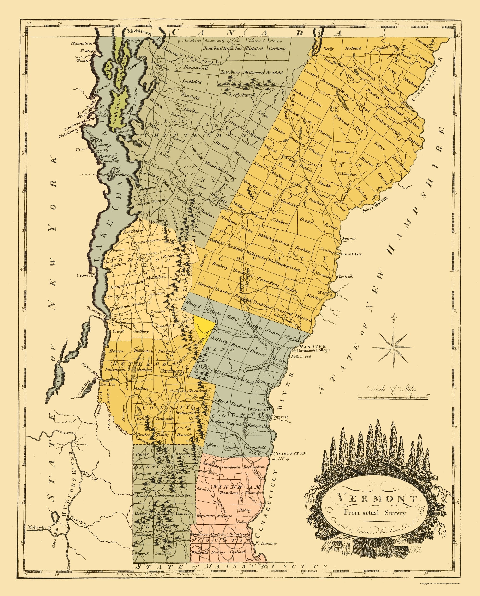 Historic State Map - Vermont - Doolittle 1814 - 23 x 28.52 - Vintage ...