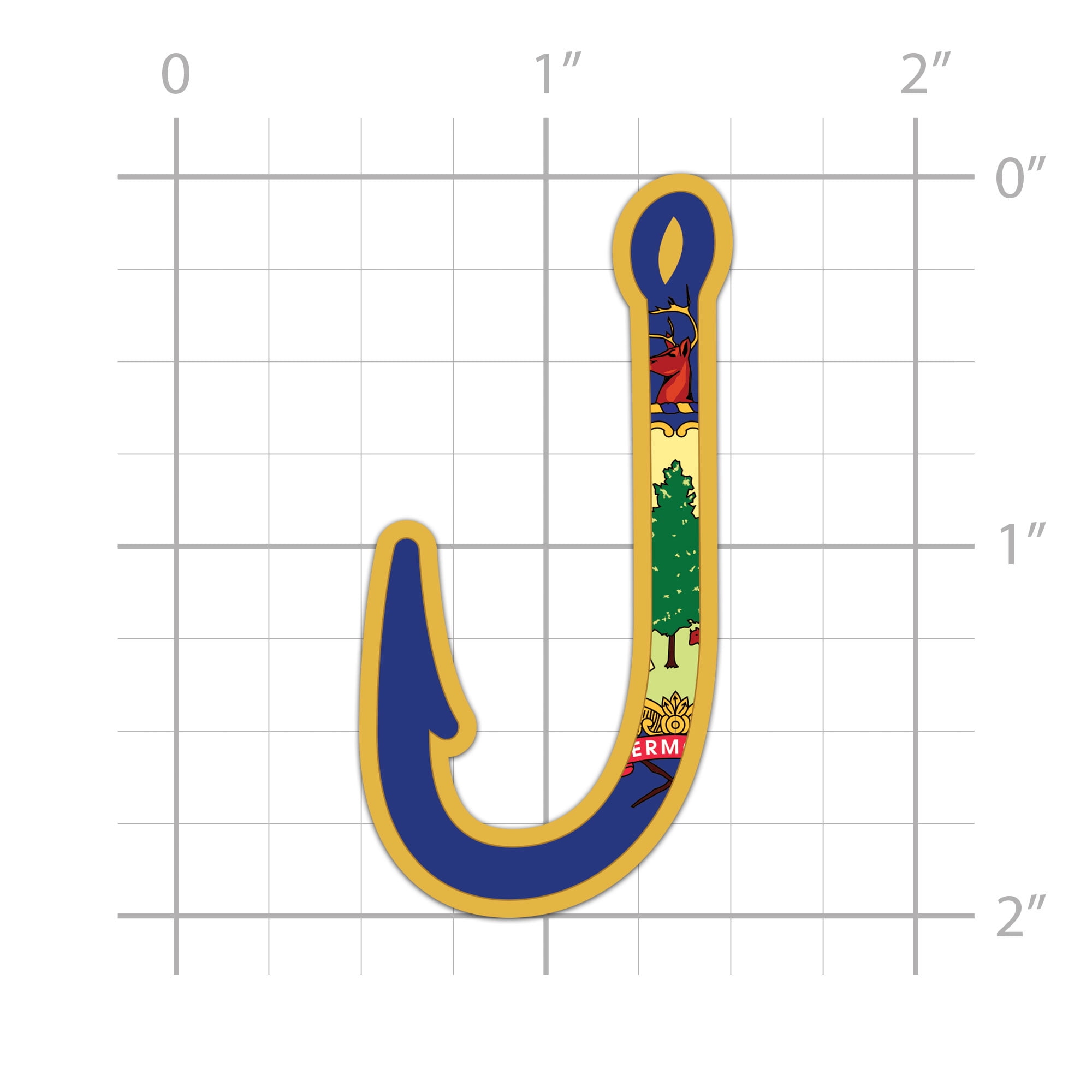 Vermont Fish Hook Sticker for water bottle phone tumbler hard hatflag ...