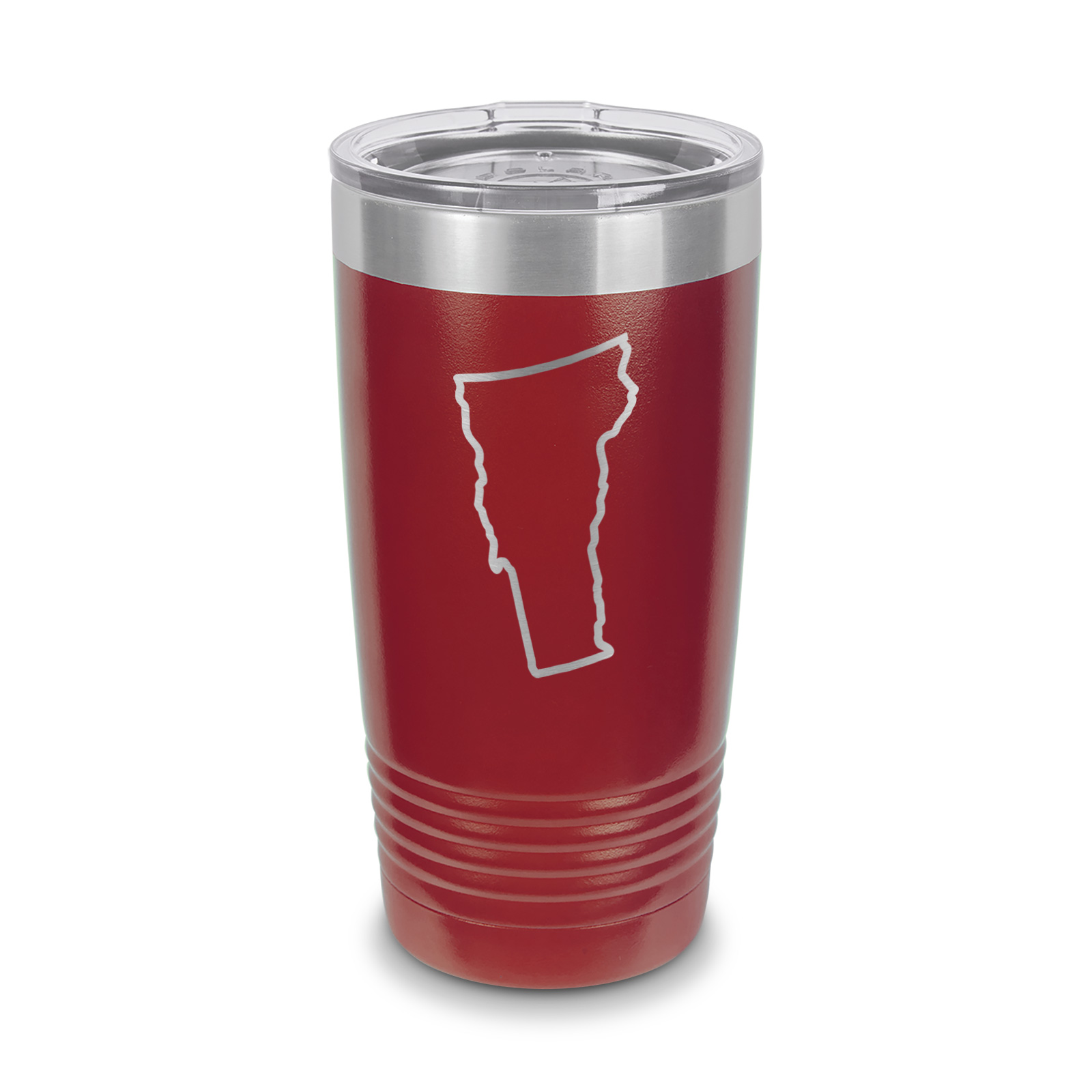 Vermont Outline Tumbler 20 oz - Laser Engraved w/ Clear Lid - Stainless ...