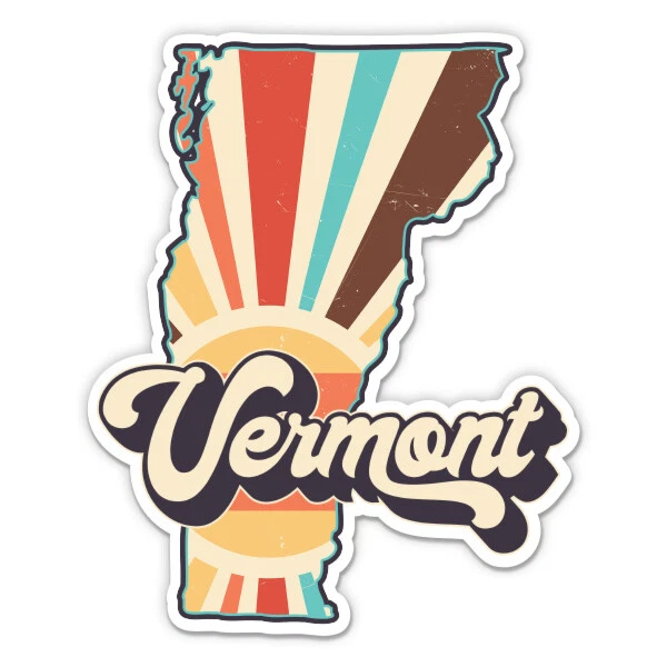 Vermont Retro Style State Sticker Phone Decal Water Bottle Stickers Car ...
