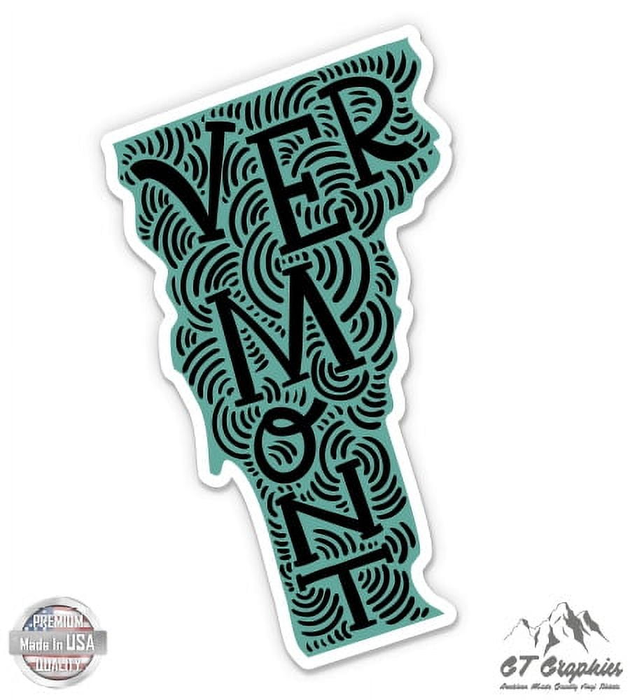 Vermont Shape Cute Letters Native Local - 8" Vinyl Sticker - For Car ...