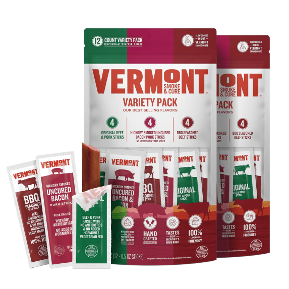 Vermont Smoke & Cure Beef and Pork Mini Beef Sticks, 0.5 oz Protein ...