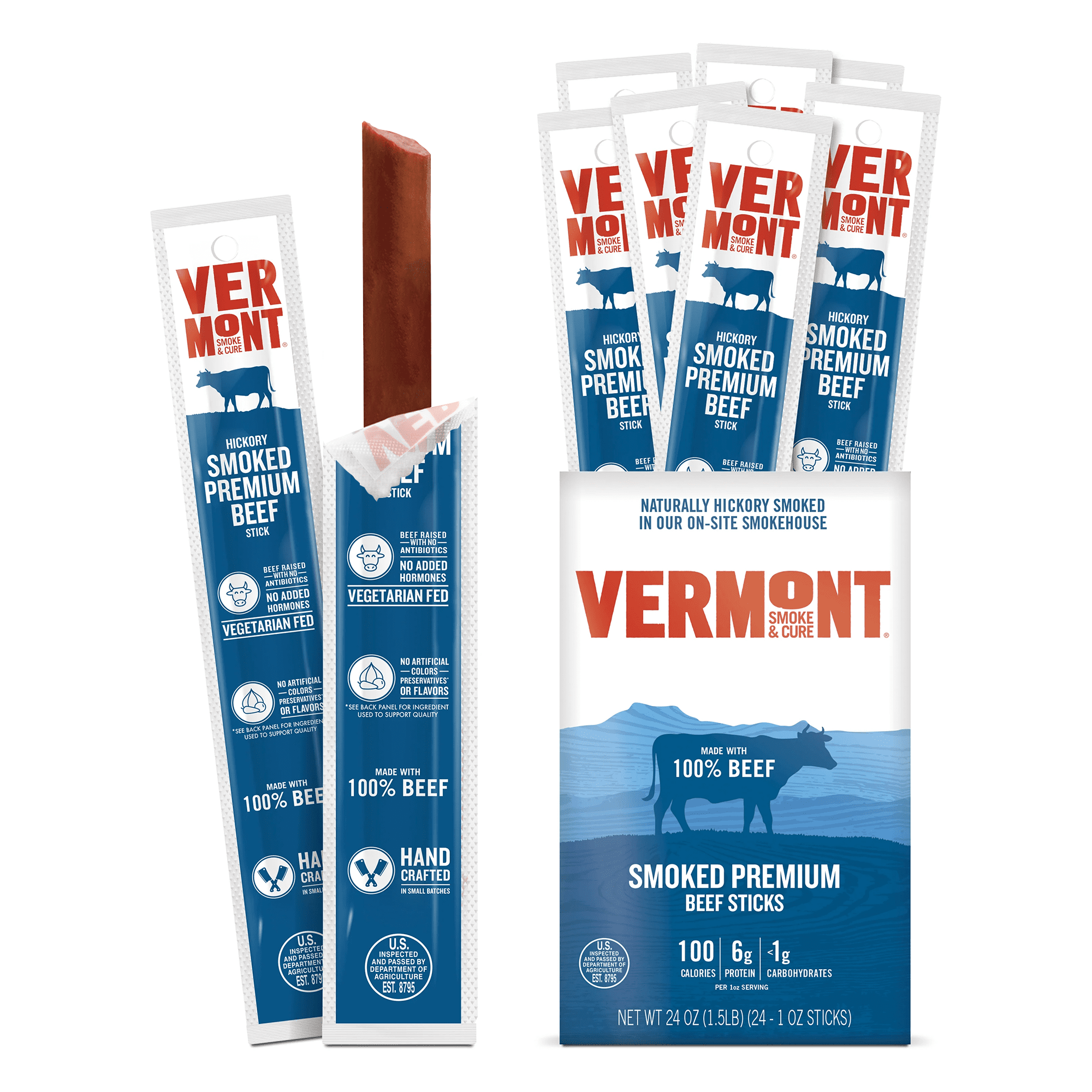 Vermont Smoke & Cure Hickory Smoked Beef Sticks 1oz Individually ...