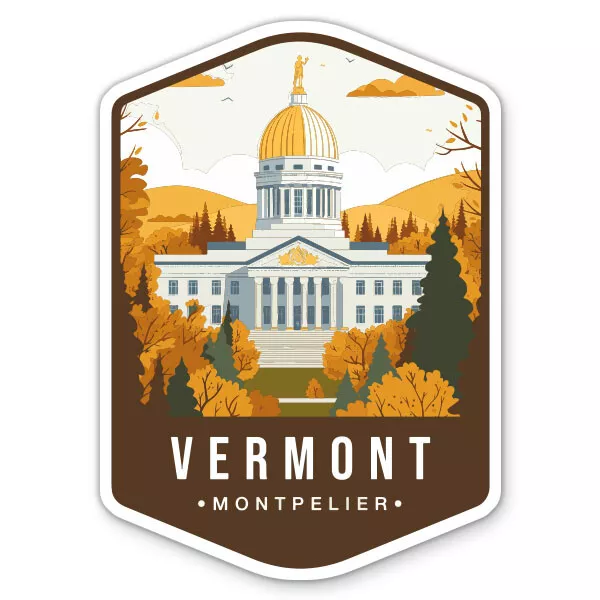 Vermont State Badge Travel Sticker Phone Decal Water Bottle Stickers ...