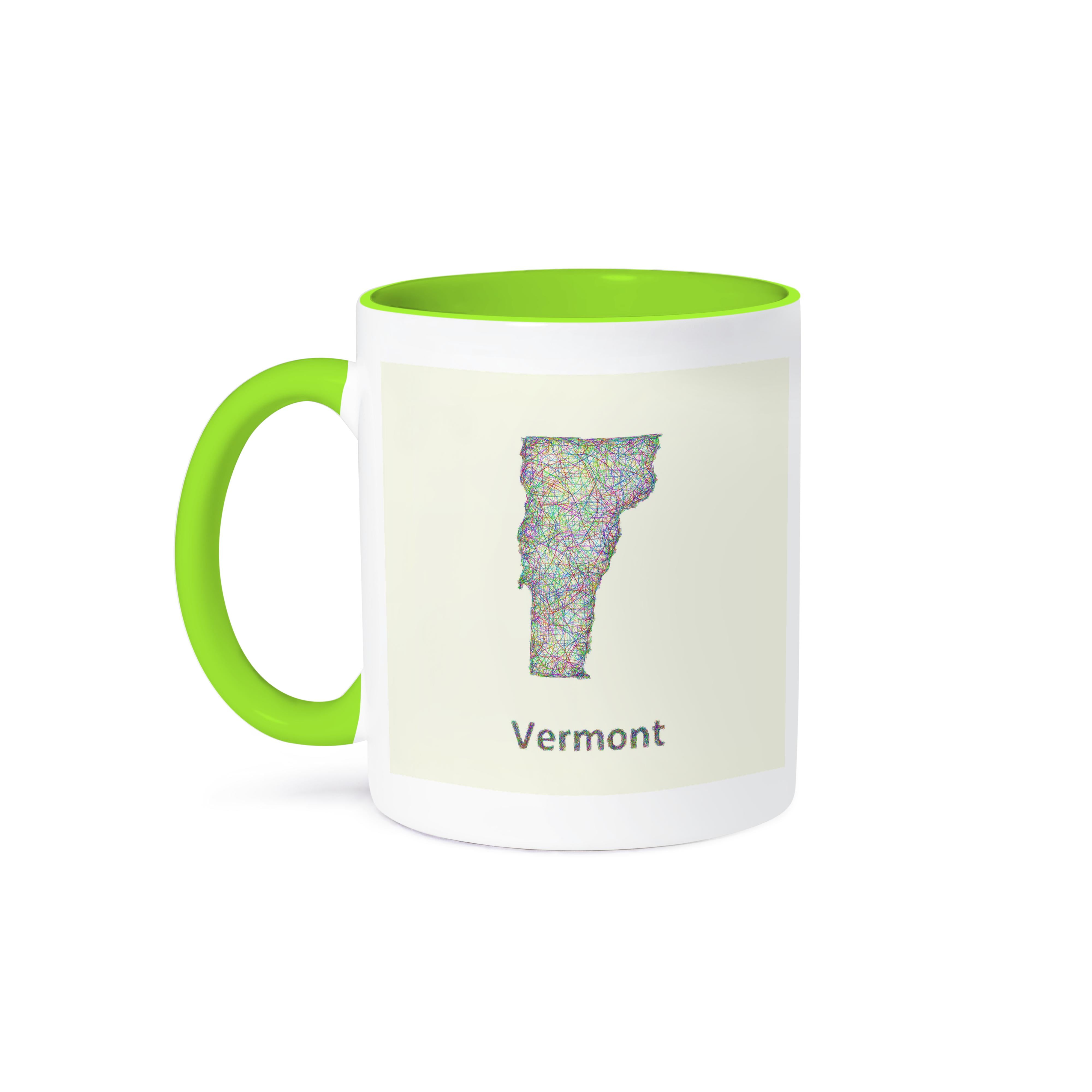 3drose, Vermont State Map - Colorful Line Art Graphic Design, 15oz Two ...