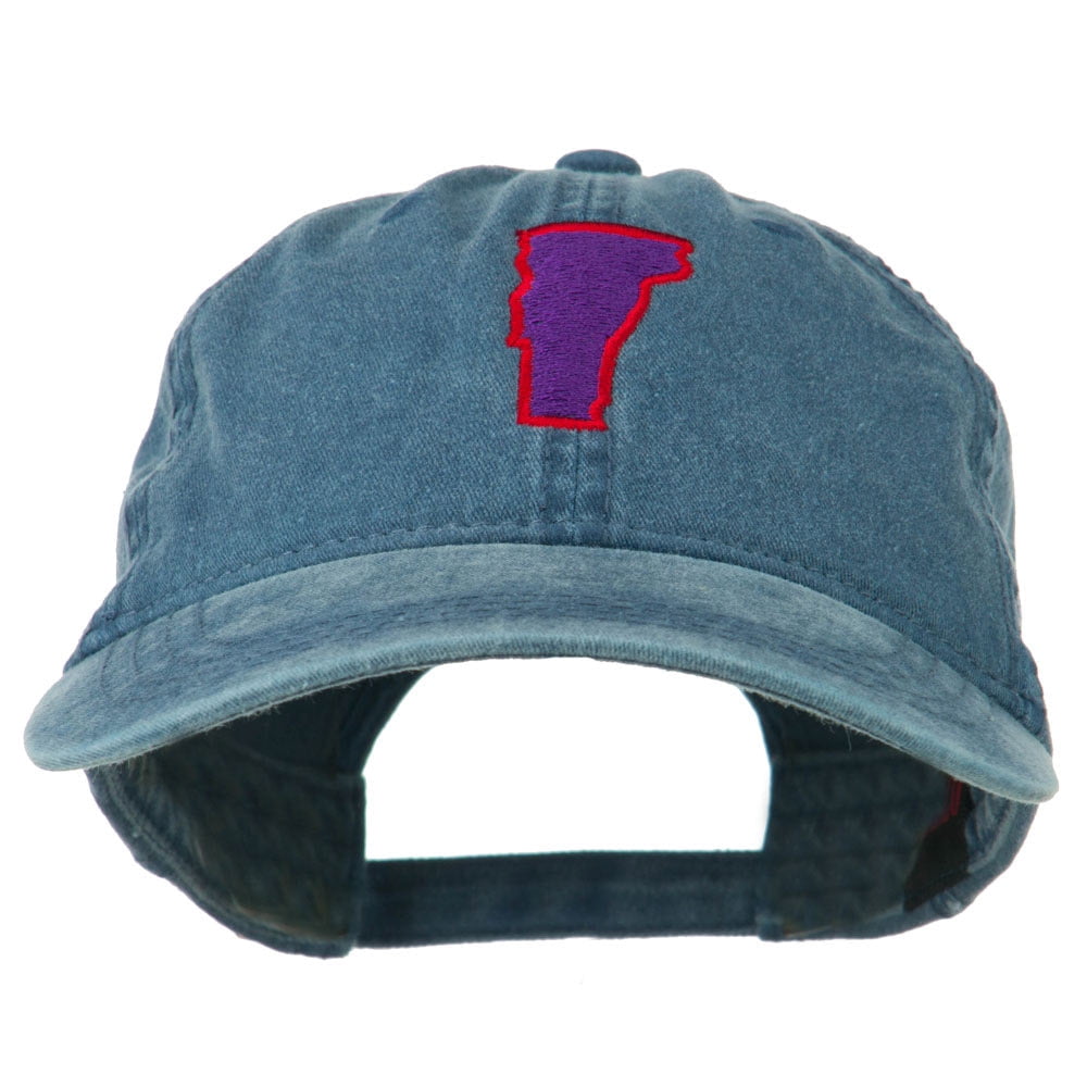 Vermont State Map Embroidered Washed Cotton Cap - Navy OSFM - Walmart.com