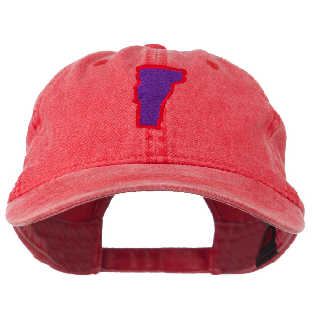 Vermont State Map Embroidered Washed Cotton Cap - Red OSFM - Walmart.com