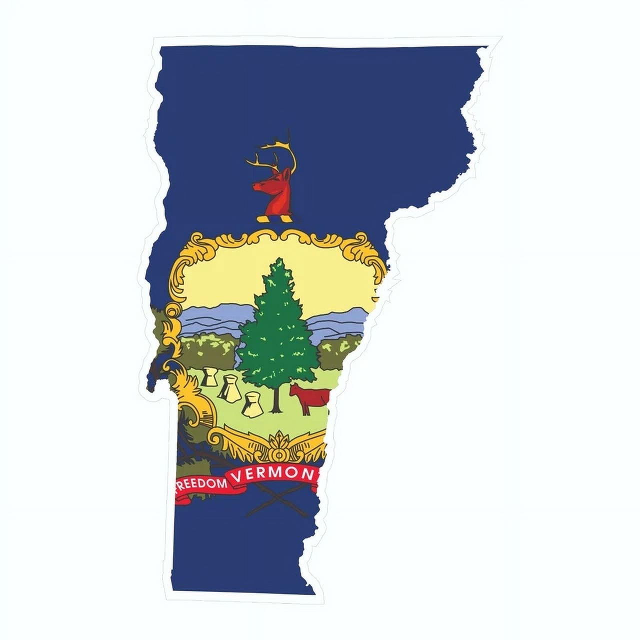 Vermont State Map Outline With Flag Sticker, Vacation Sticker Phone ...
