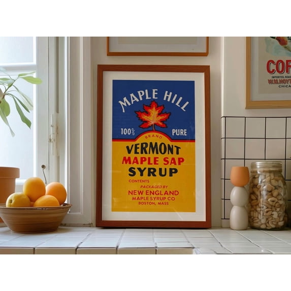 Vermont Syrup Label Print Retro Maple Syrup Poster Rustic Kitchen Art ...