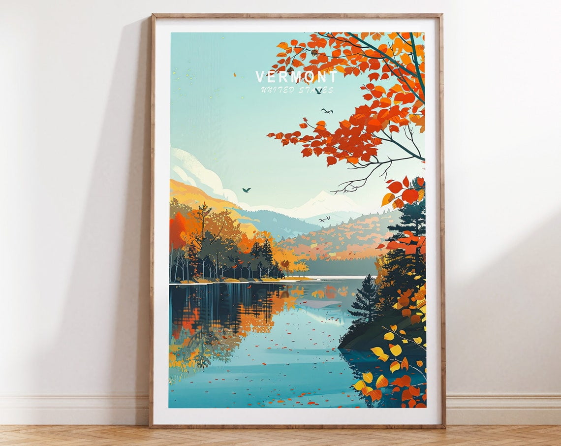 Vermont Travel Poster, United States Vermont Poster, Usa Travel Wall ...