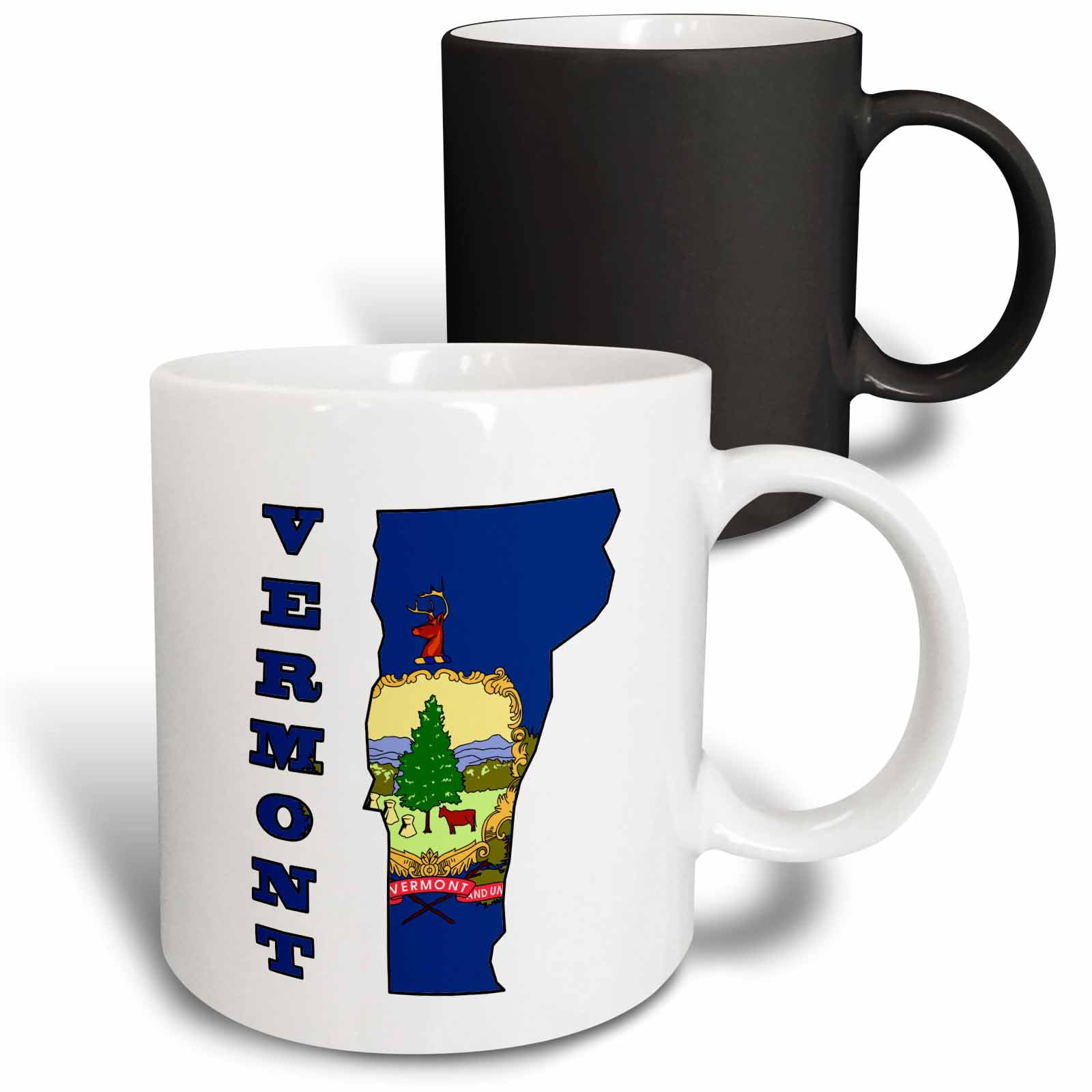 Vermont state flag in the outline map and letters for Vermont 11oz ...