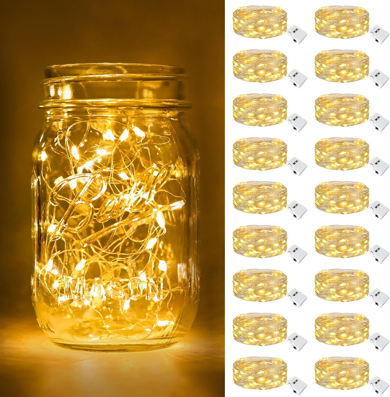 Vermoya 18-Pack Battery Operated Fairy Lights – 7ft 20 LED Waterproof ...