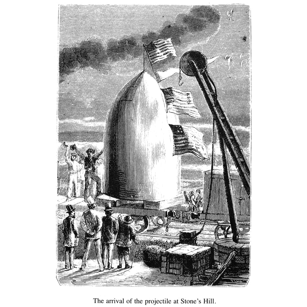 Verne Earth To Moon 1865. N'The Arrival Of The Projectile At Stone'S ...