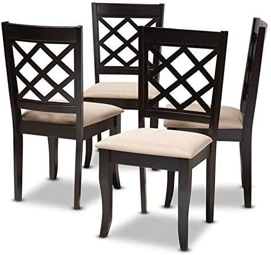 Verner Wood Dining Chair in Sand and Espresso - Set of 4 - Walmart.com