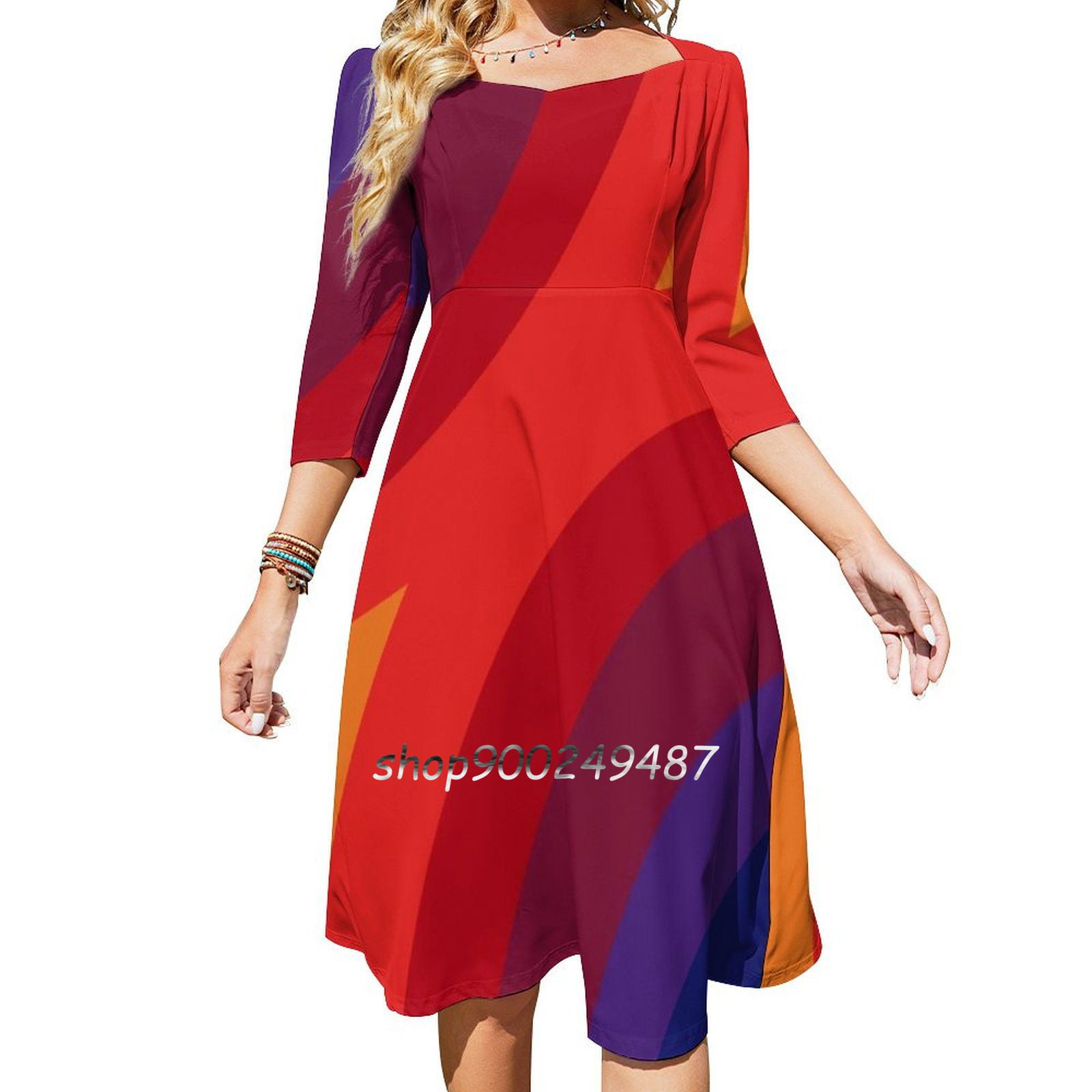 Vernera Sweet Elegant Dress Women Korean Kawaii Square Collar Dress ...