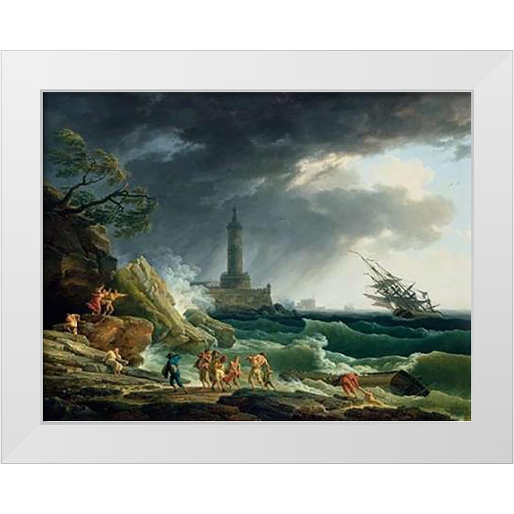 Vernet, Claude-Joseph 14x12 White Modern Wood Framed Museum Art Print ...