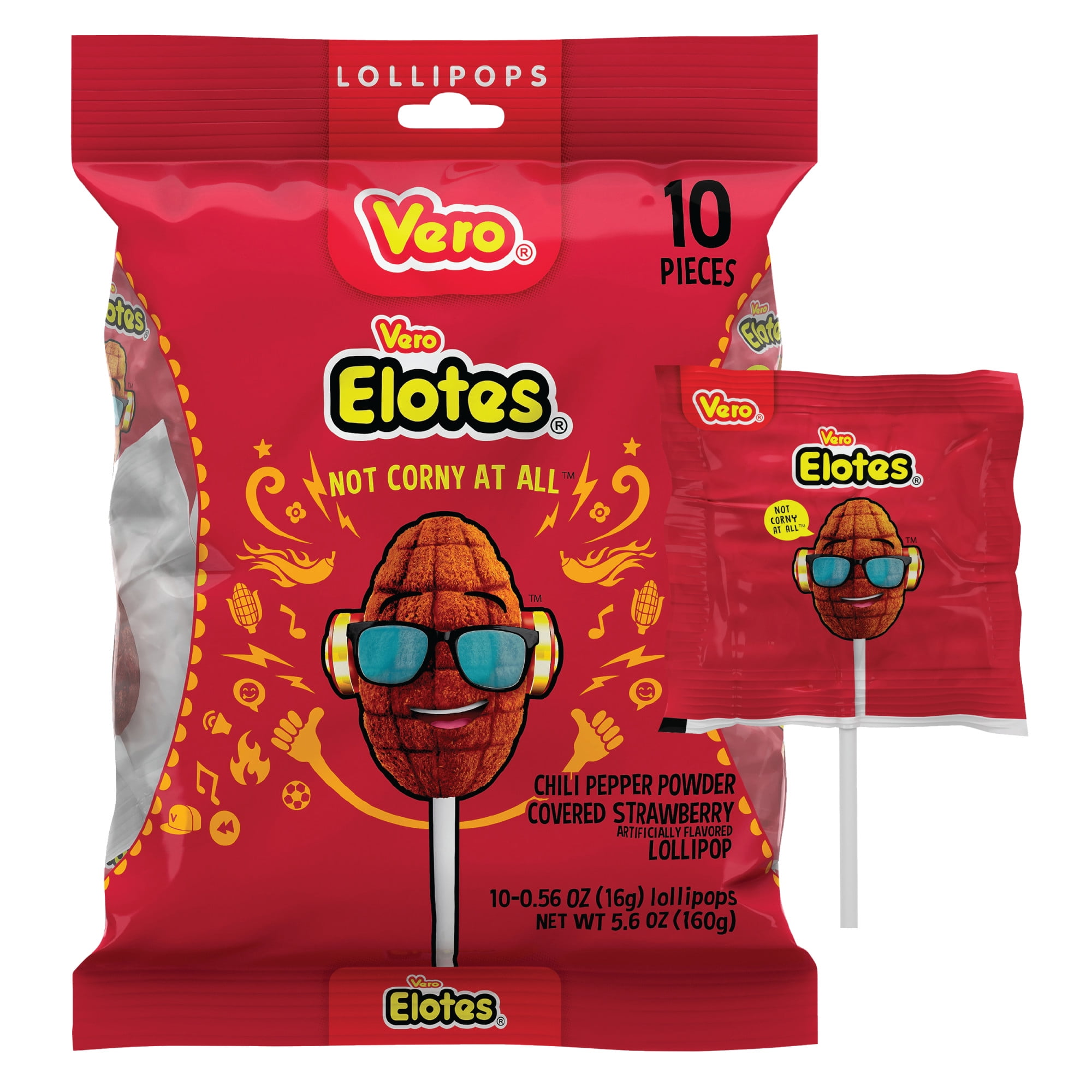 Vero Elotes 10 ct Bag, 0.56 oz Strawberry Flavored Lollipop - Walmart.com