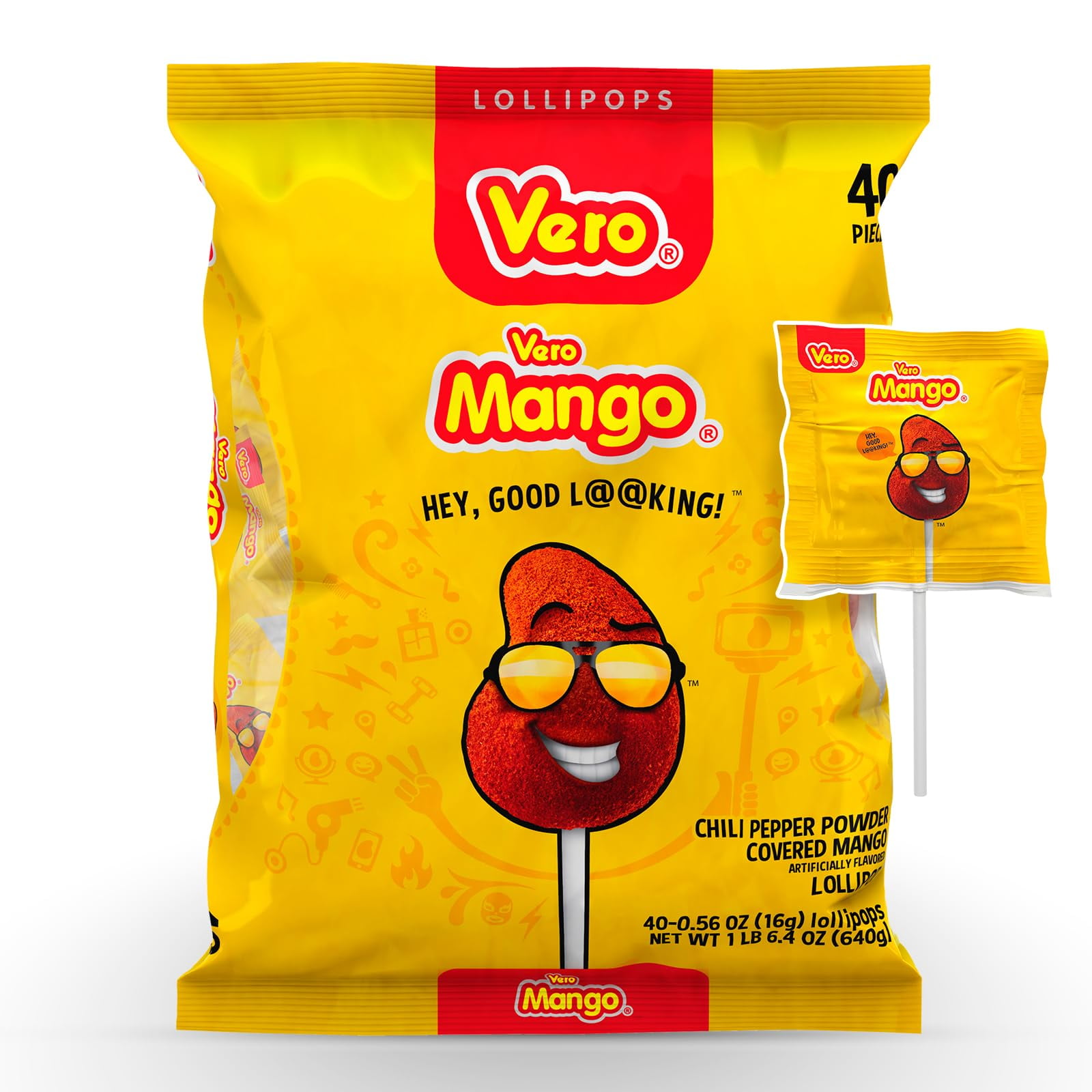Vero Mango Lollipops Coated SBF3 with Chili Powder, Hot and Sweet Candy ...