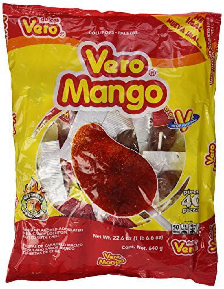 Vero Mango Flavored Lollipops Covered in Chili Powder 40 Count Bag ...